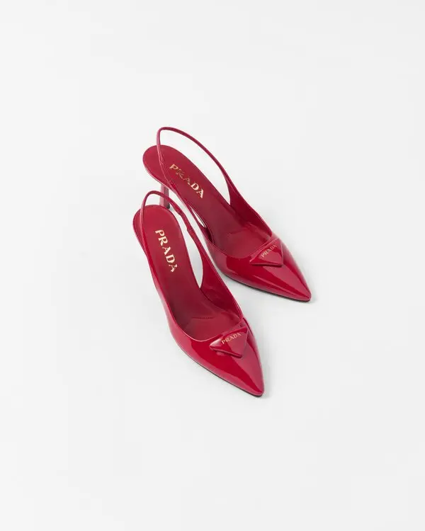 Prada Patent Leather Slingback Pumps - Cherry Red | Editorialist